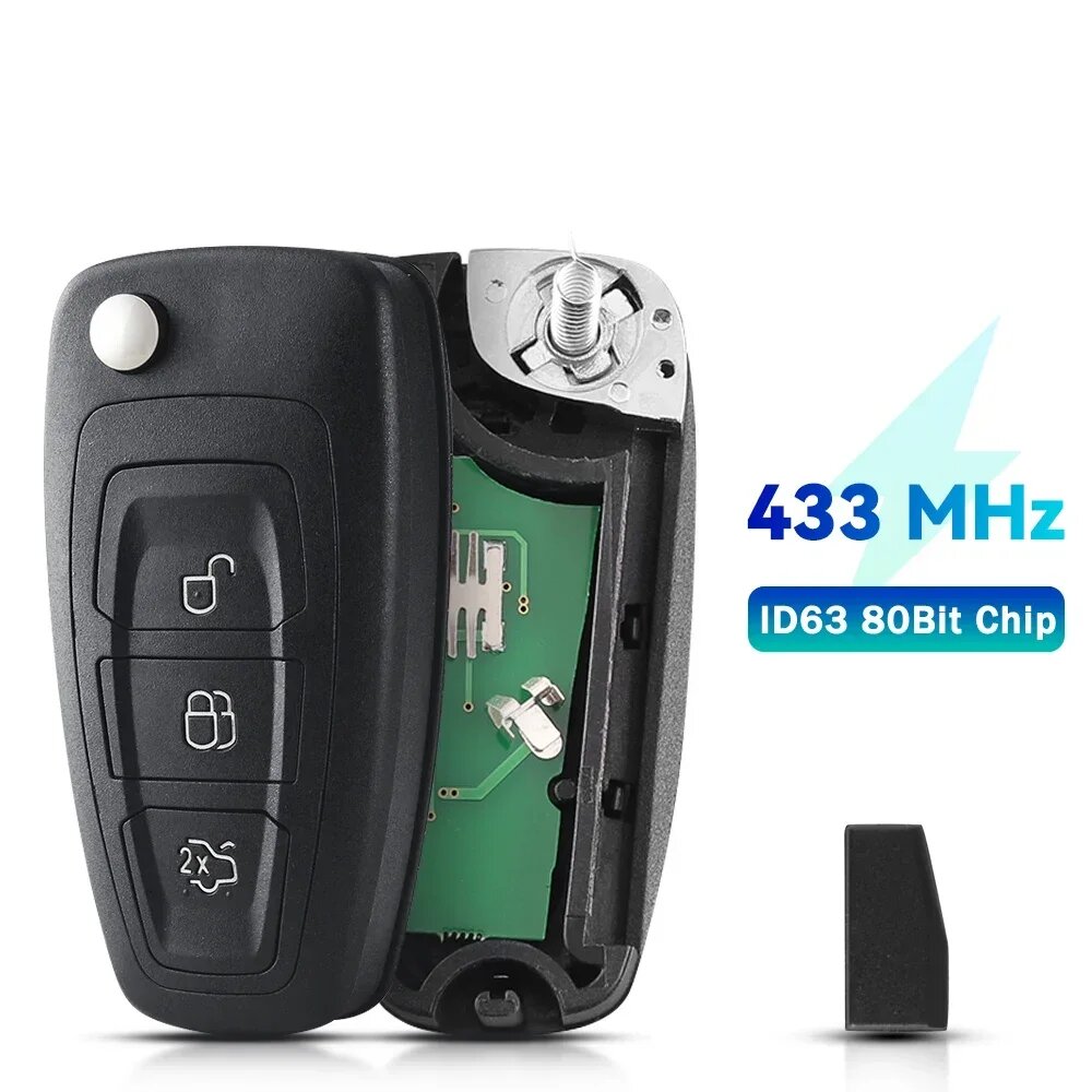 KEYYOU 1 шт. новый для Ford Kuga C-Max Focus Fiesta Mondeo Galaxy 433 МГц With 4D63 80bit, FSK