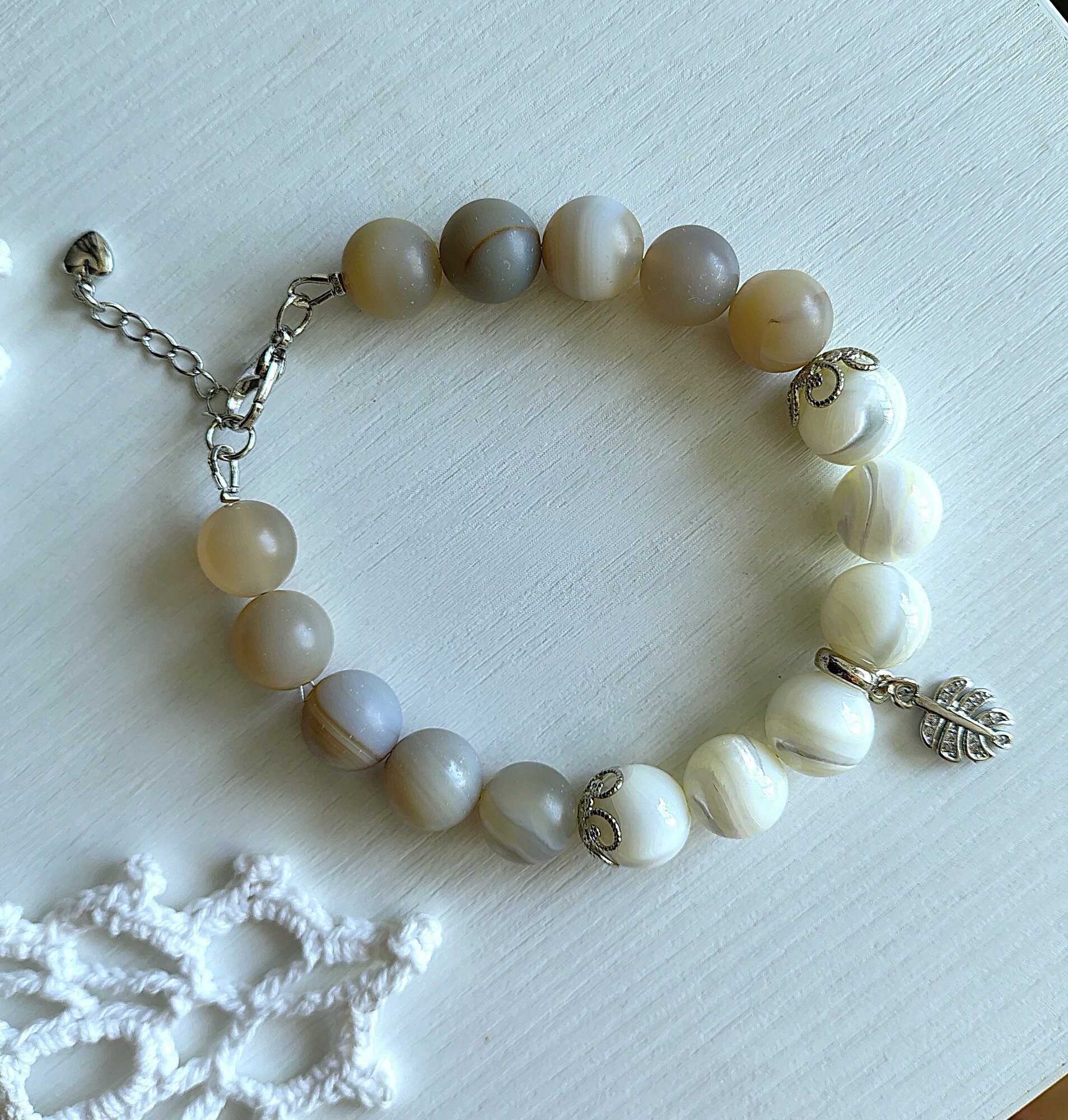 Браслет, перламутр, агат