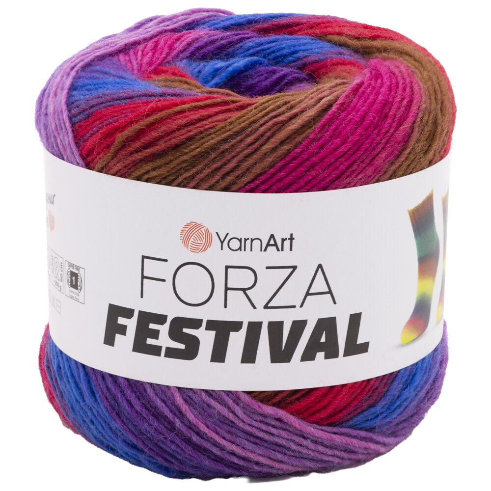 Пряжа для вязания Yarnart Forza Festival 2911 розовый синий 100 гр/420 м 75% шерсть, 25% полиамид