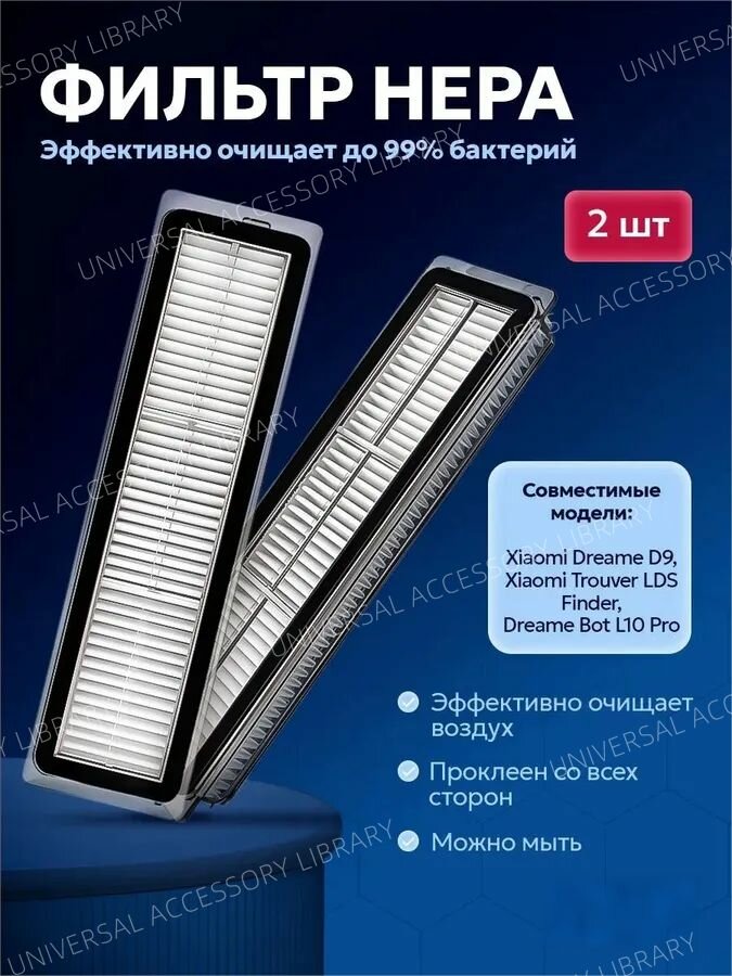 Комплект фильтров для робота пылесоса Dreame D9, Trouver LDS Finder, Dreame Bot L10 Pro, D10s Pro, F9 Pro - 2 шт