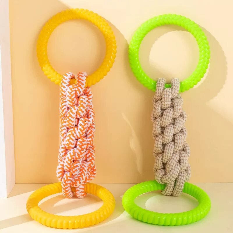 Игра 2 Желтые Прыгающие Резиновые Кольца Собачьи Игрушки для Мелких Пород