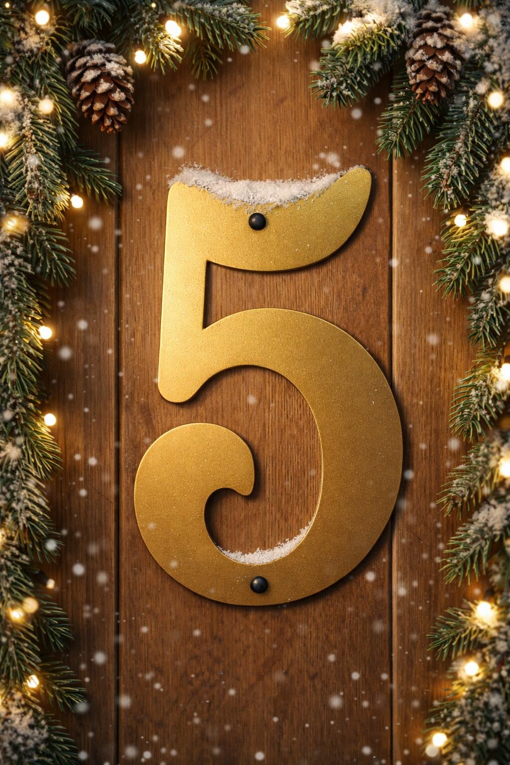 Цифра большая "5",170х60 мм металл 0.5-0.7 мм золотая. Цифры на дверь, номер квартиры (Ф)