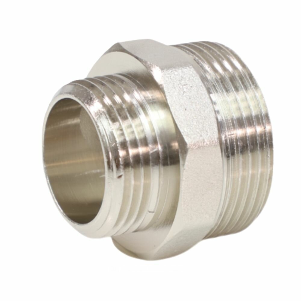 Ниппель латунь никель переходной Ду 32х25 (1 1/4"х1") НР VALFEX VF.580. N.114.100