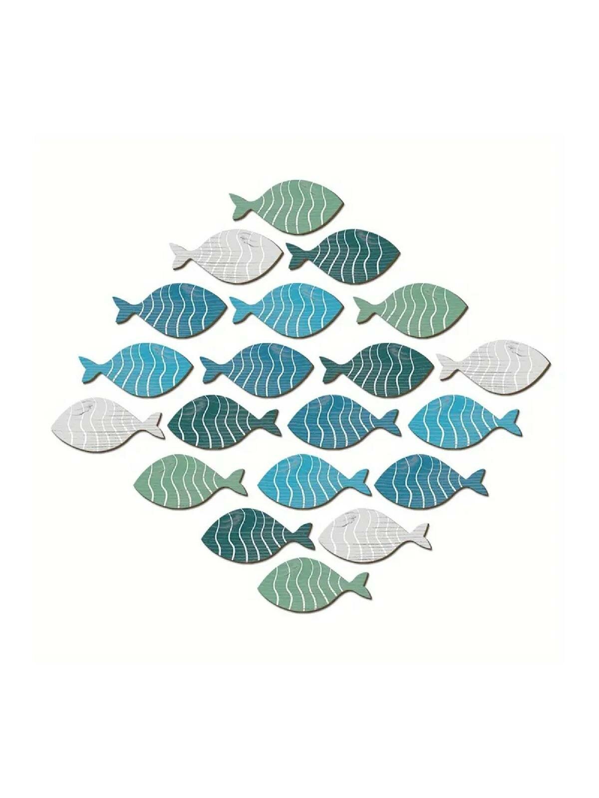 20шт Деревянные Рыбные скульптуры Средиземноморские Рыбные гобелены Украшения Декоры