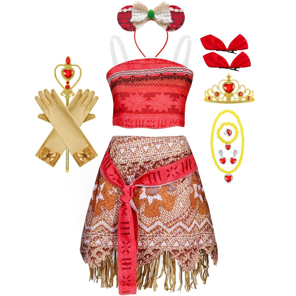 Детский костюм Моаны, 11-12T (Tag 160), цвет Moana Dress 4