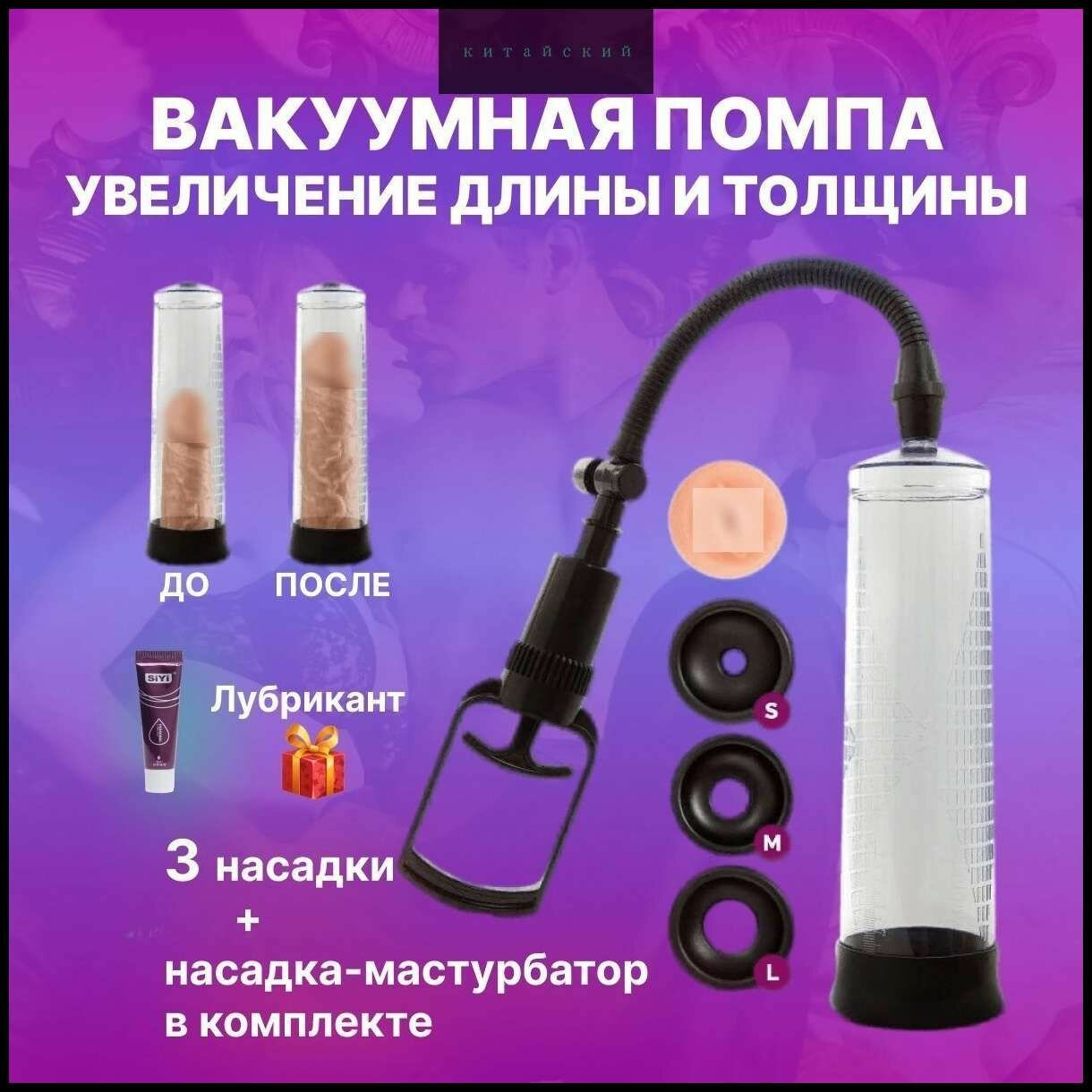 Вакуумная помпа для пениса, увеличения полового члена и продления эрекции. Секс-игрушки мужчин, мастурбатор