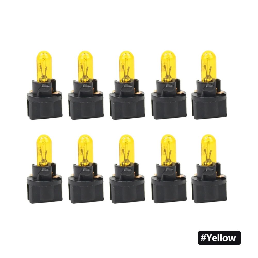 10 шт. T5 12В 1.2W SMD LED лампы для приборной панели авто, индикаторные лампы внутреннего освещения автомобиля