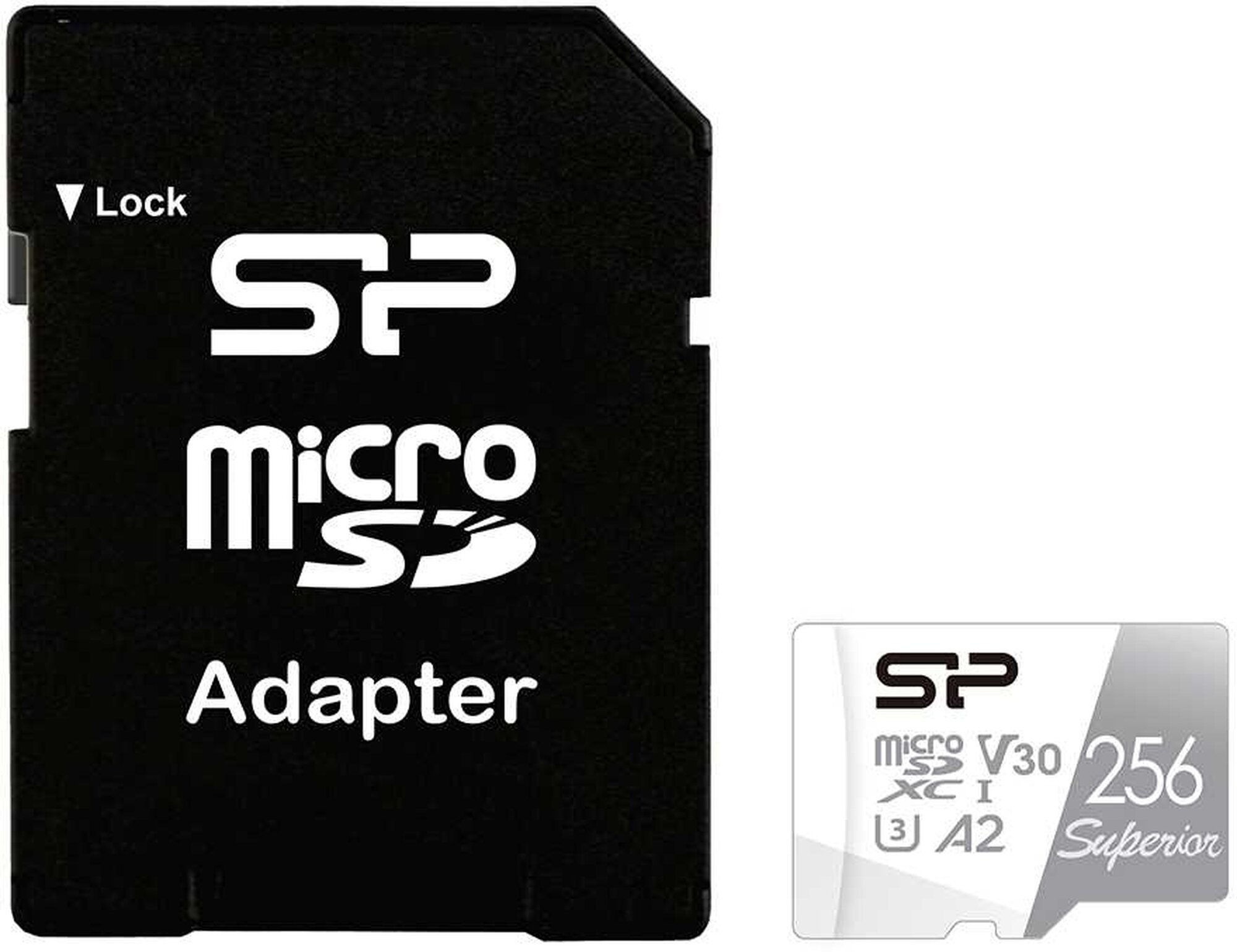 Карта памяти Silicon Power Superior, microSDXC, 256 ГБ, A2, V30, UHS-I Class 3, с адаптером (SP256GBSTXDA2V20SP)