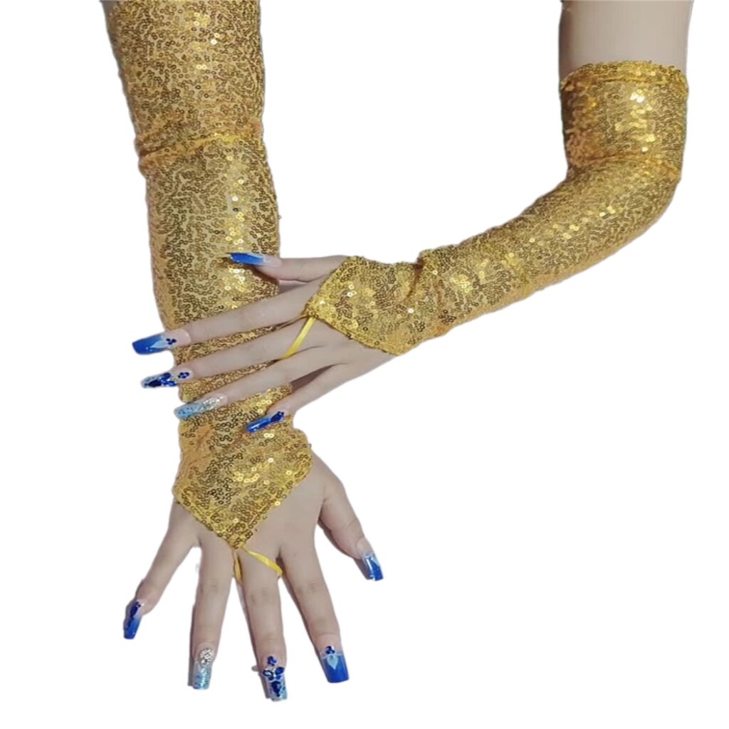 Женские сексуальные перчатки без пальцев с крючком из лакированной кожи длиной 48 см-золото