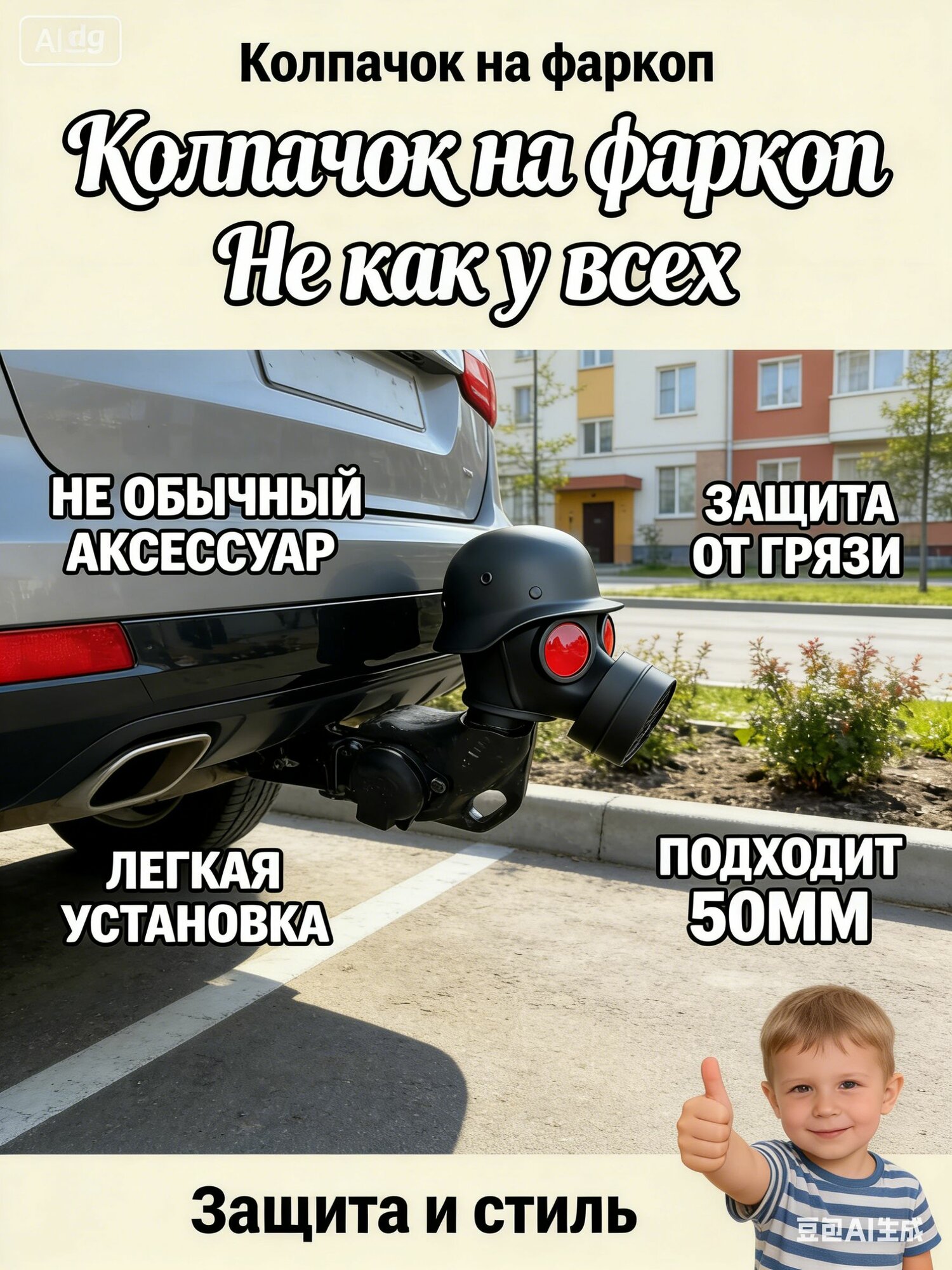 Колпачок на фаркоп декоративный 50мм авто аксессуар, защита фаркопа от грязи универсальный