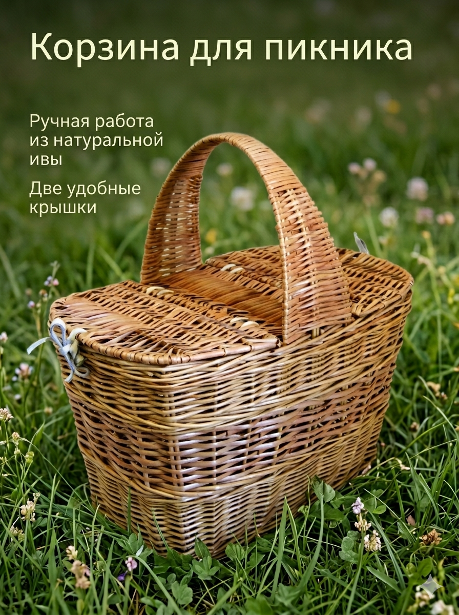 Плетеная корзина для пикника с крышками; корзина с крышкой для хранения