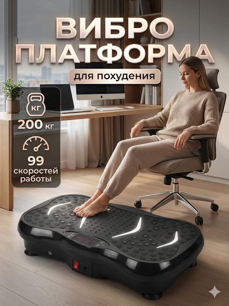 Виброплатформа для похудения тренажер до 200 кг С блютуз，регулировка амплитуды, 49 программ