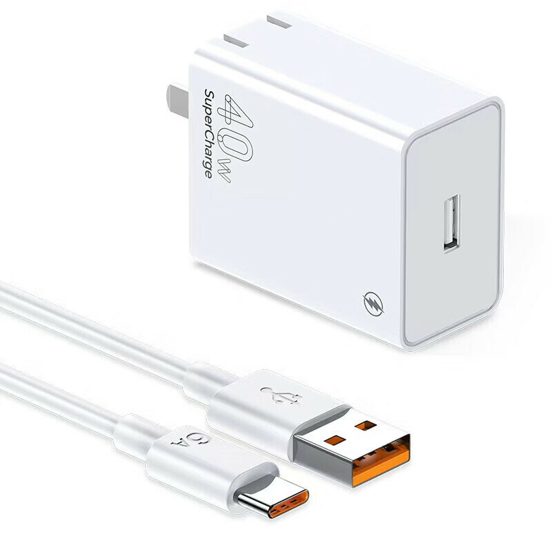 BIAZE Набор быстрой зарядки 40 Вт для смартфонов Huawei Mate70/60Pro/Pura/P40 Honor USB-зарядное устройство + кабель