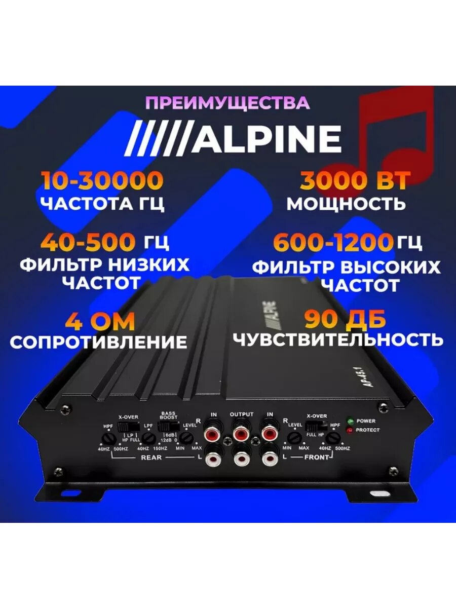 Автомобильный усилитель ALPINE AP-45.1, 3000W, 4 канала