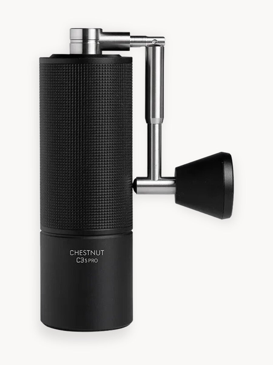 Кофемолка ручная Timemore Chestnut Pro C3S чёрная, стальные жернова, складная ручка - для эспрессо, V60, аэропресса
