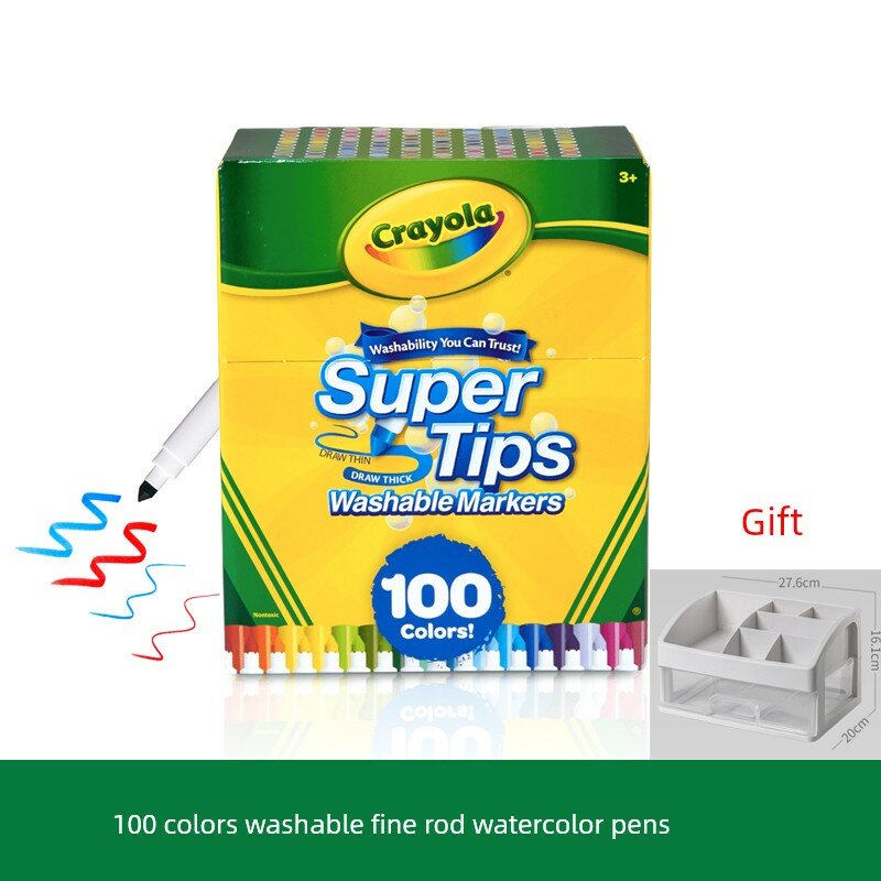 CRAYOLA 100-цветных съемных тонких водных карандашей с коробкой для хранения для детей
