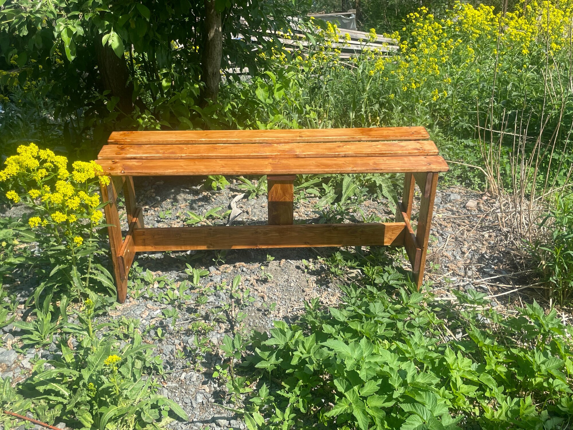 Скамейка Craft Wood78, деревянная, бежевая, садовый вариант