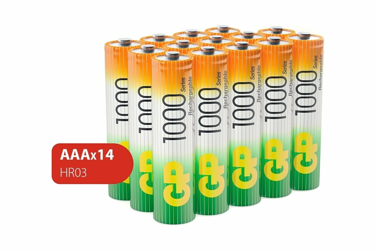 GP Ni-MH аккумуляторы 100AAAHC-B14, 14 шт в блистере, энергоёмкие батареи для гаджетов