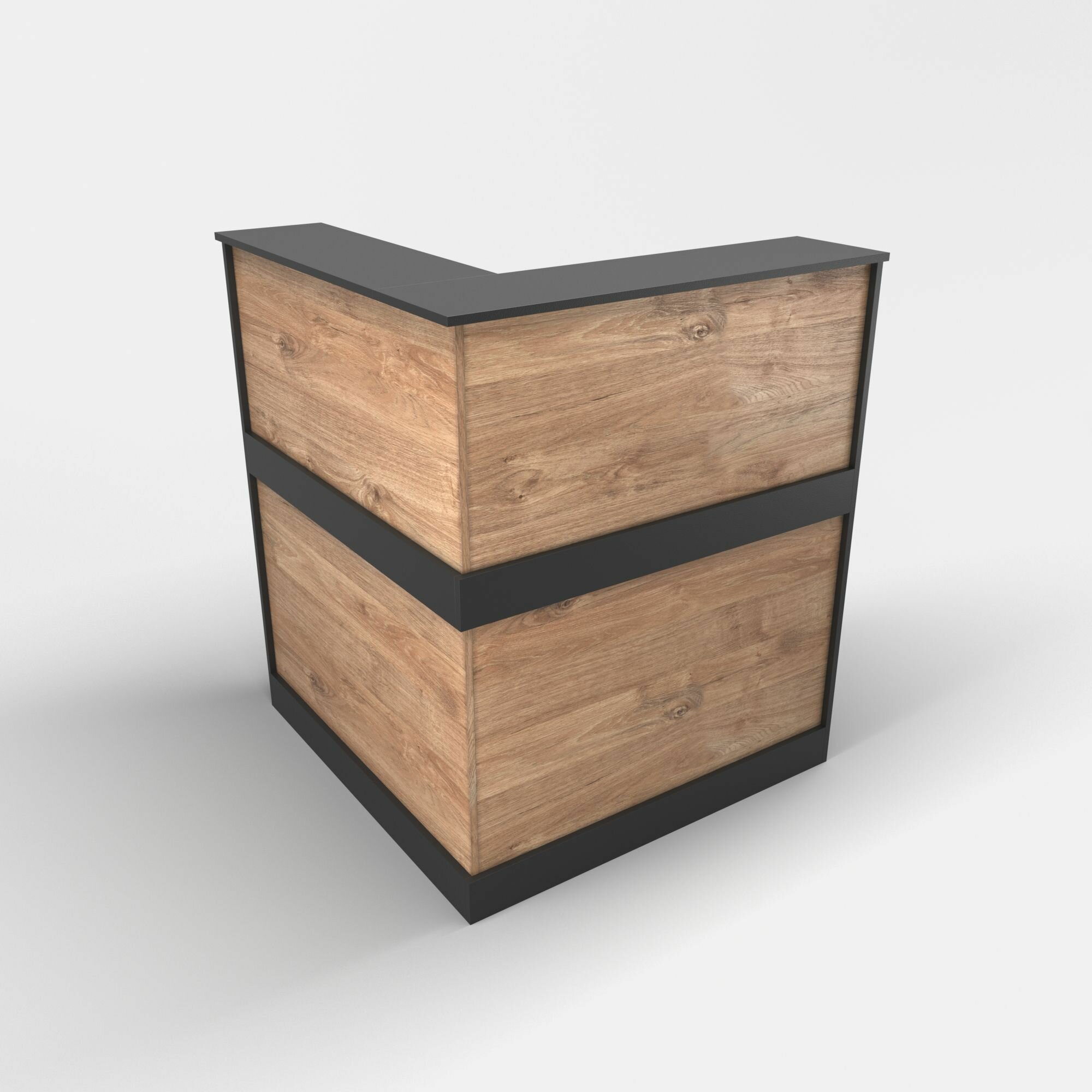 Стойка Ресепшн Угловая "Стандарт" Черный/ Дуб Вотан / 1000х1000х1200х480, Без Подсветки