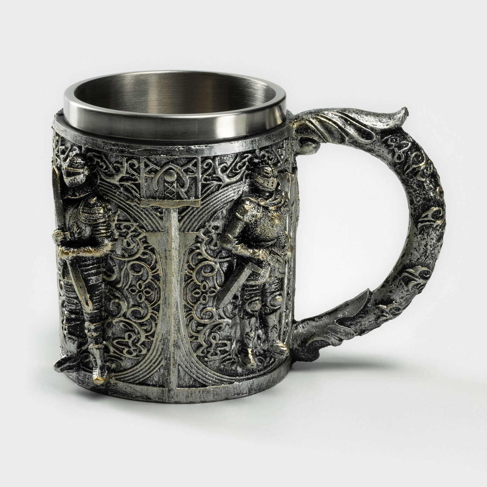 Кружка средневековая «Стража», 400 мл, 16×9×11.5 см, нержавеющая сталь, серебристая
