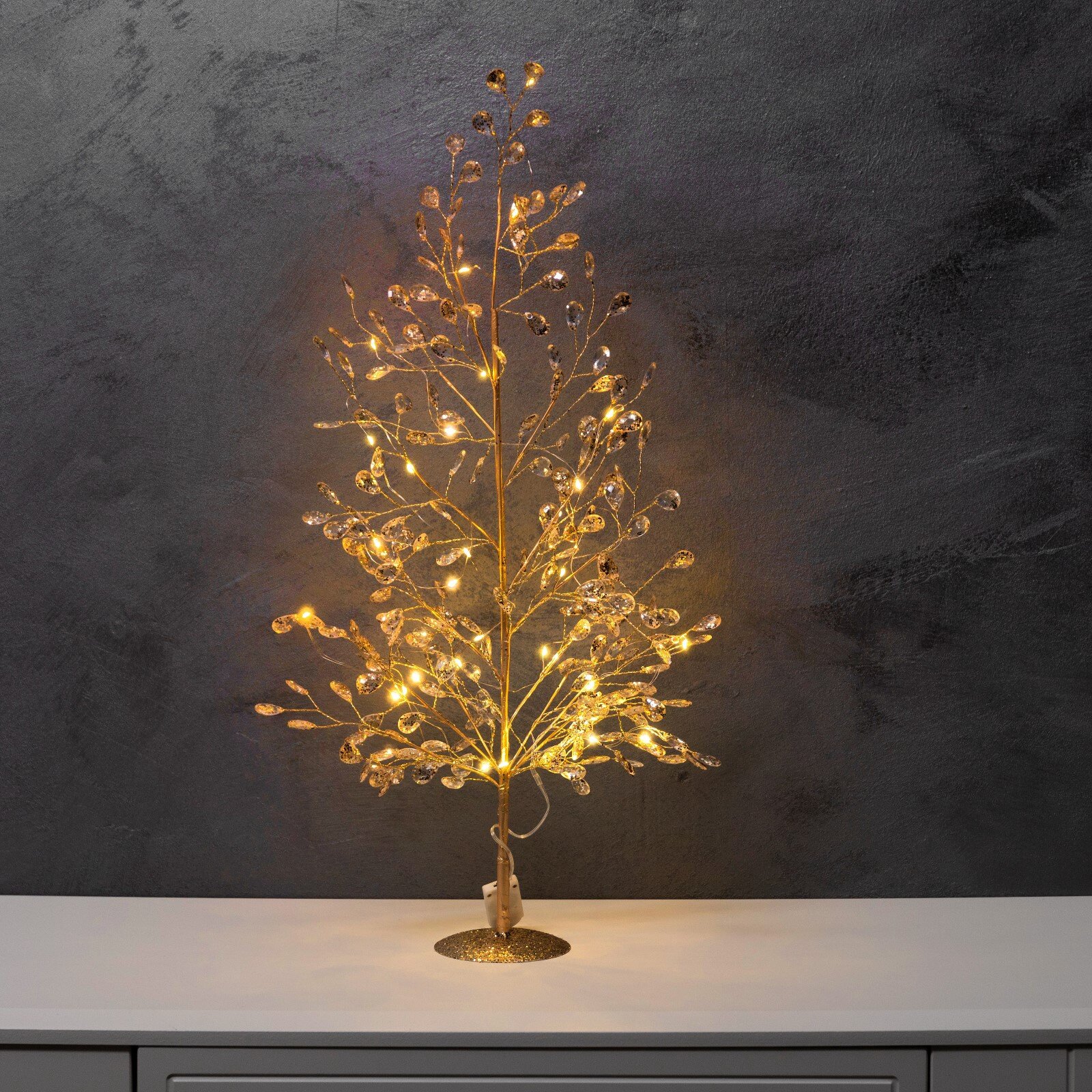 Фигура светодиодная «Застывшие кристаллы» 55×30×3 см, 20 LED, батарейки CR2032×2 (в комплекте), свечение теплое белое