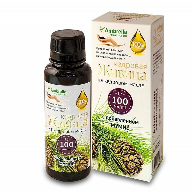 Живица кедровая на кедровом масле с мумие, 100 миллилитров, Ambrella