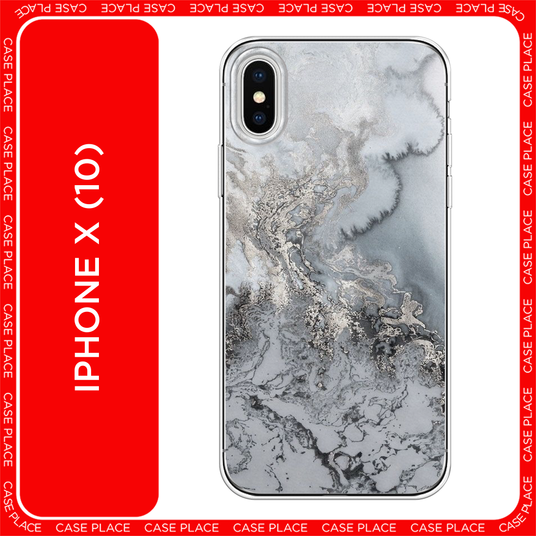 Чехол на Apple iPhone X / Айфон X с принтом Морозная лавина серая