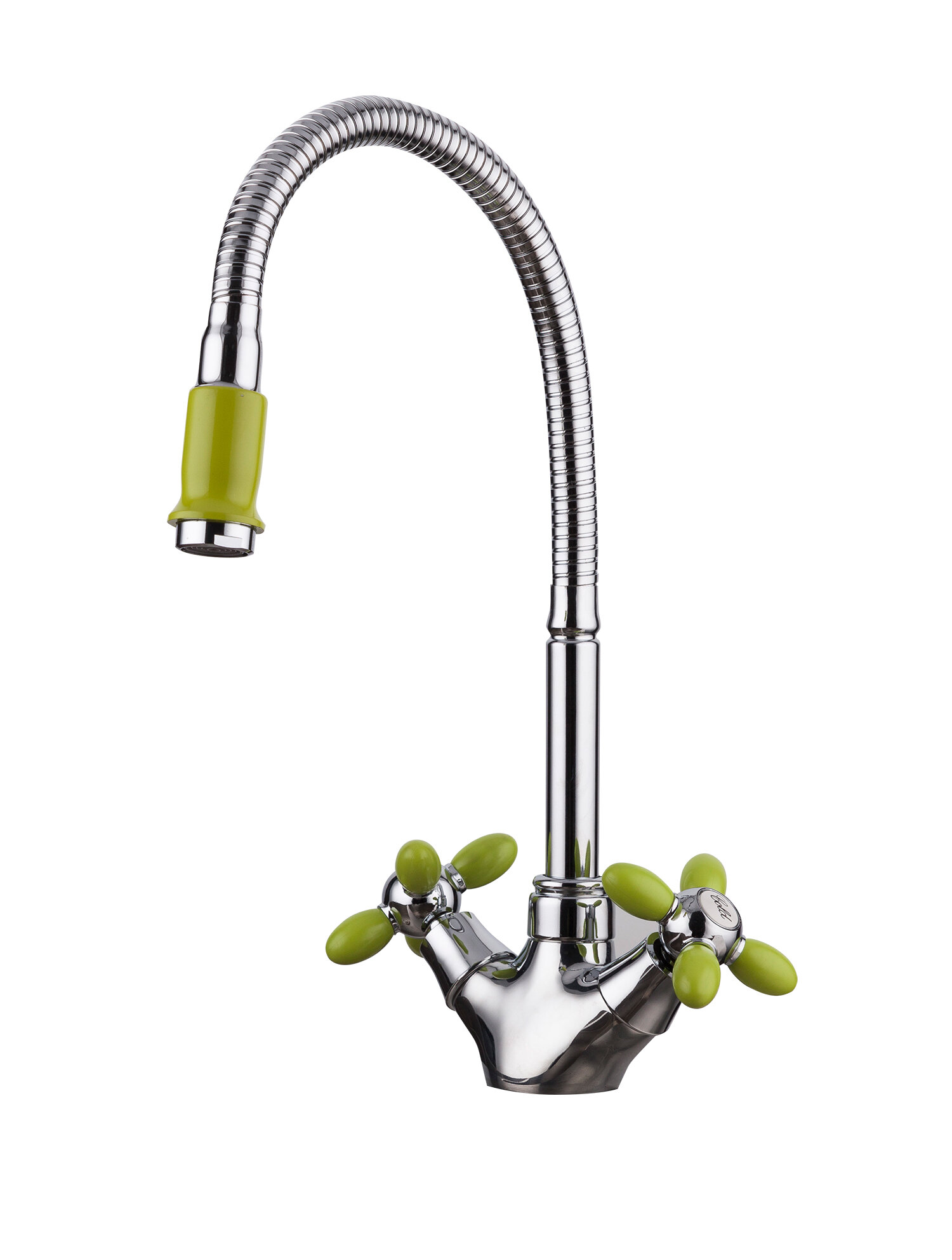 Смеситель для кухни (мойки) Frud R127 R43127-6 color хром/зеленый