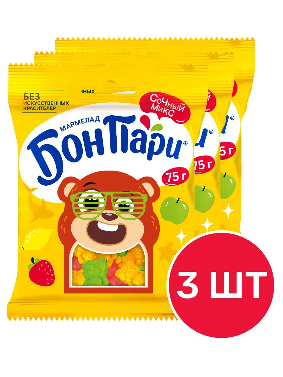 Мармелад жевательный, "Забавный медвежонок", 75г 3 шт