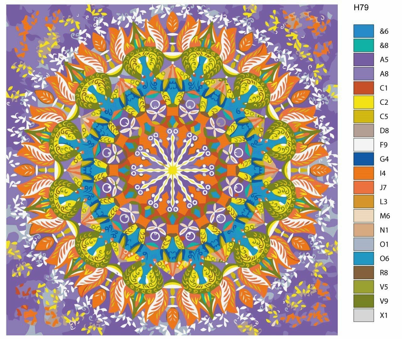 Картина по номерам Н79 "Исцеляющая мандала света фиолетовая", 40x40 см Призыв энергии и ресурсов, наполнит дух живучестью и энергией, уберет страхи и тревоги