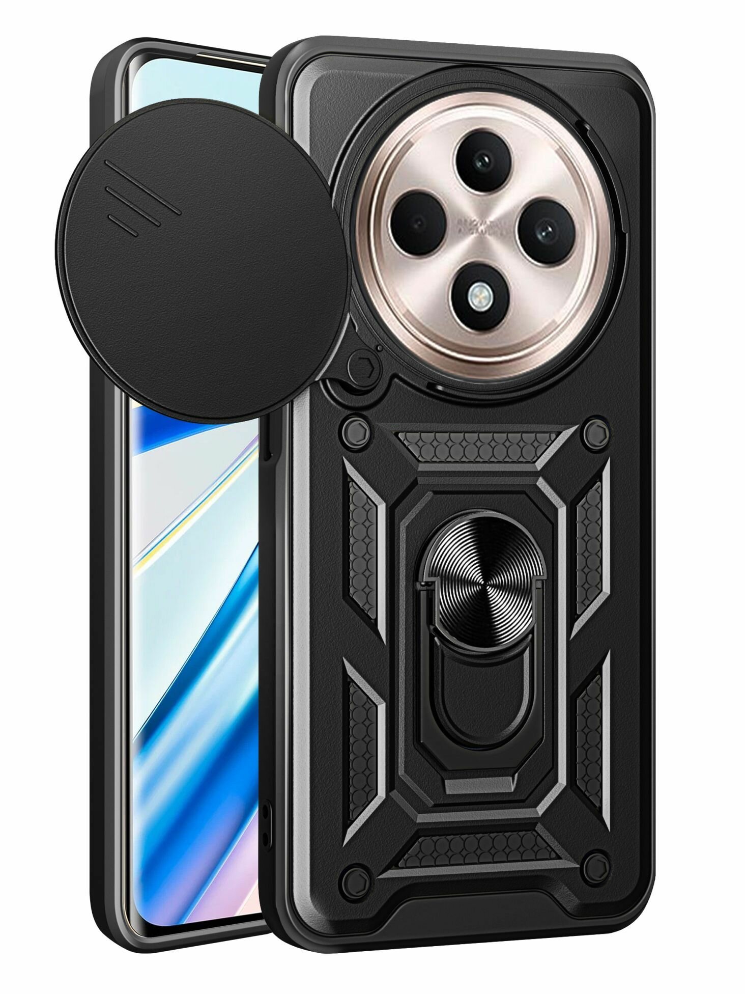 Чехол противоударный armors для Oppo Reno 12F / Оппо Рено 12F с защитой камеры (Черный)