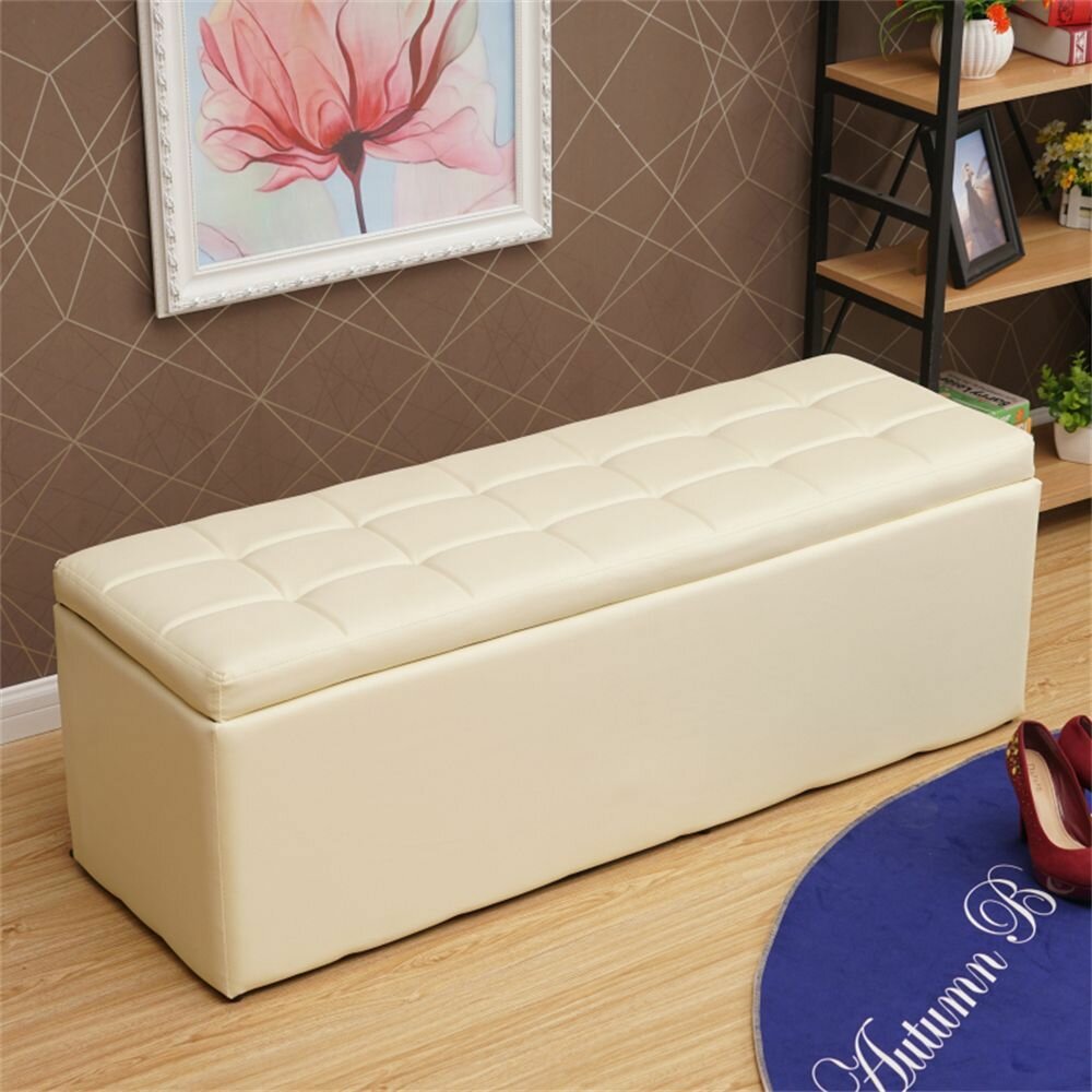 Мягкая скамья с системой хранения, легко чистящаяся кожаная поверхность, 150х40х40 см