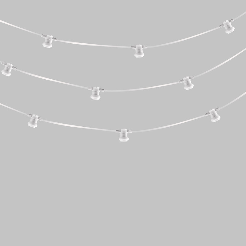 Neon-Night Гирлянда Белт-Лайт 2 жилы, 50м, шаг 40см, 125 патронов E27, IP65, белый круглый провод ПВХ NEON-NIGHT, 50м