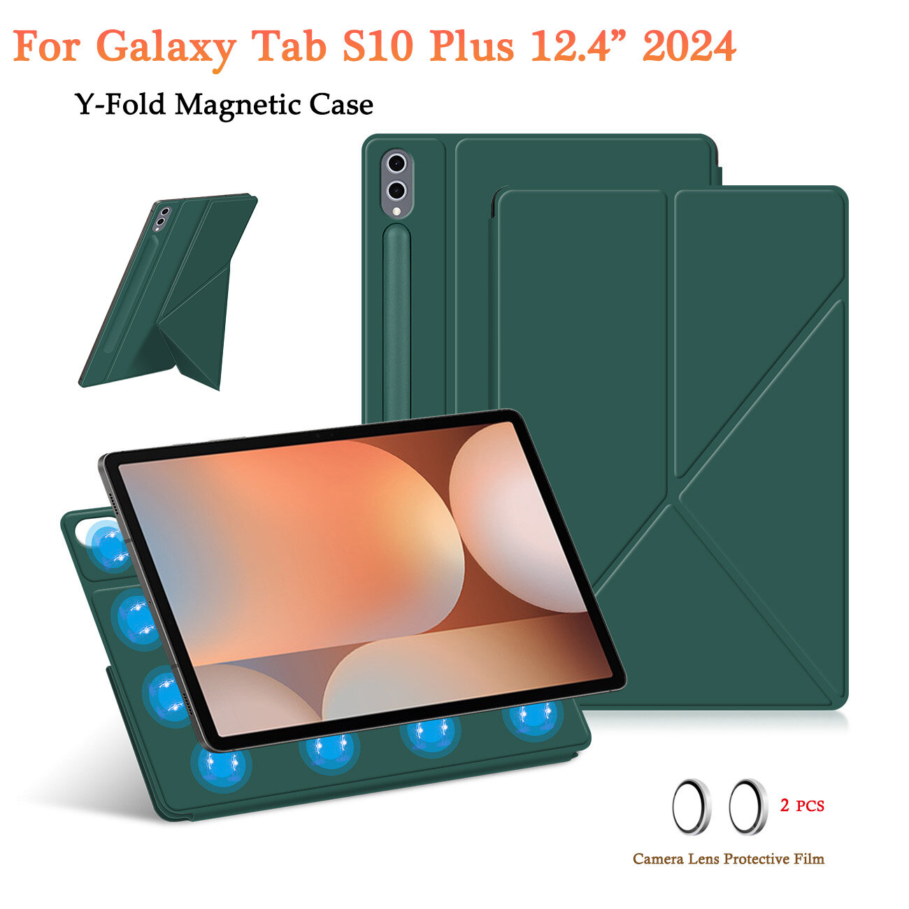 Чехол для Samsung Galaxy Tab S10 Plus 12.4" 2024 (SM-X826B/SM-X820), Y-образный трехскладной магнитный чехол
