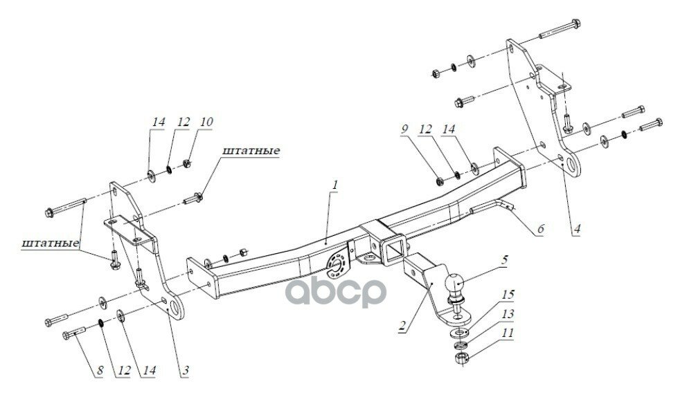 Фаркоп с хромированной накладкой Mitsubishi Pajero 2007-2020, Mitsubishi Pajero III 2000-2007 съемное крепление шара под амер.