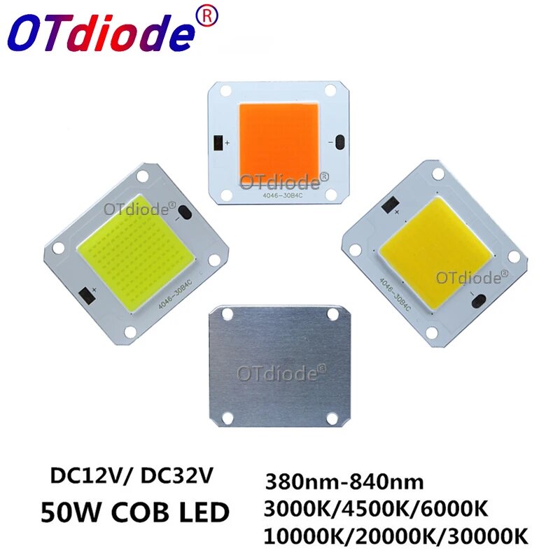 OTdiode 50 Вт COB светильник 50W 12V, Cold White 10000K
