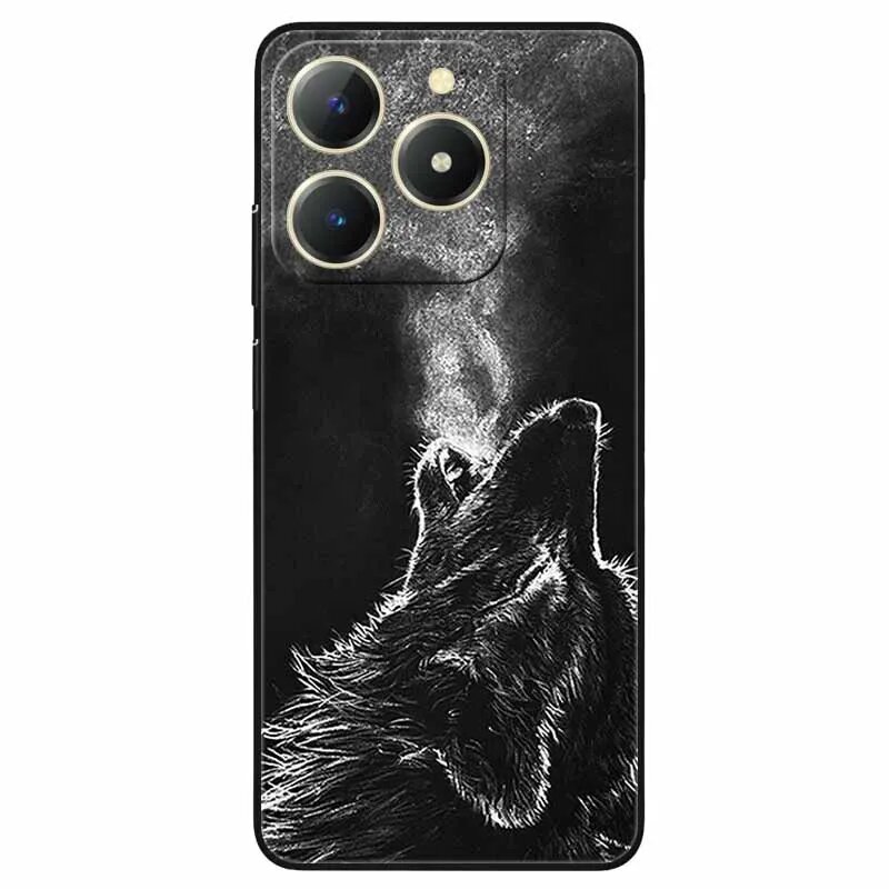 Для Realme C61 чехол RealmeC61 крутая окрашенная Силиконовая задняя крышка для телефона Realme C61 Чехлы C 61 защитная оболочка Чехлы ТПУ Черный, R02. CH.12