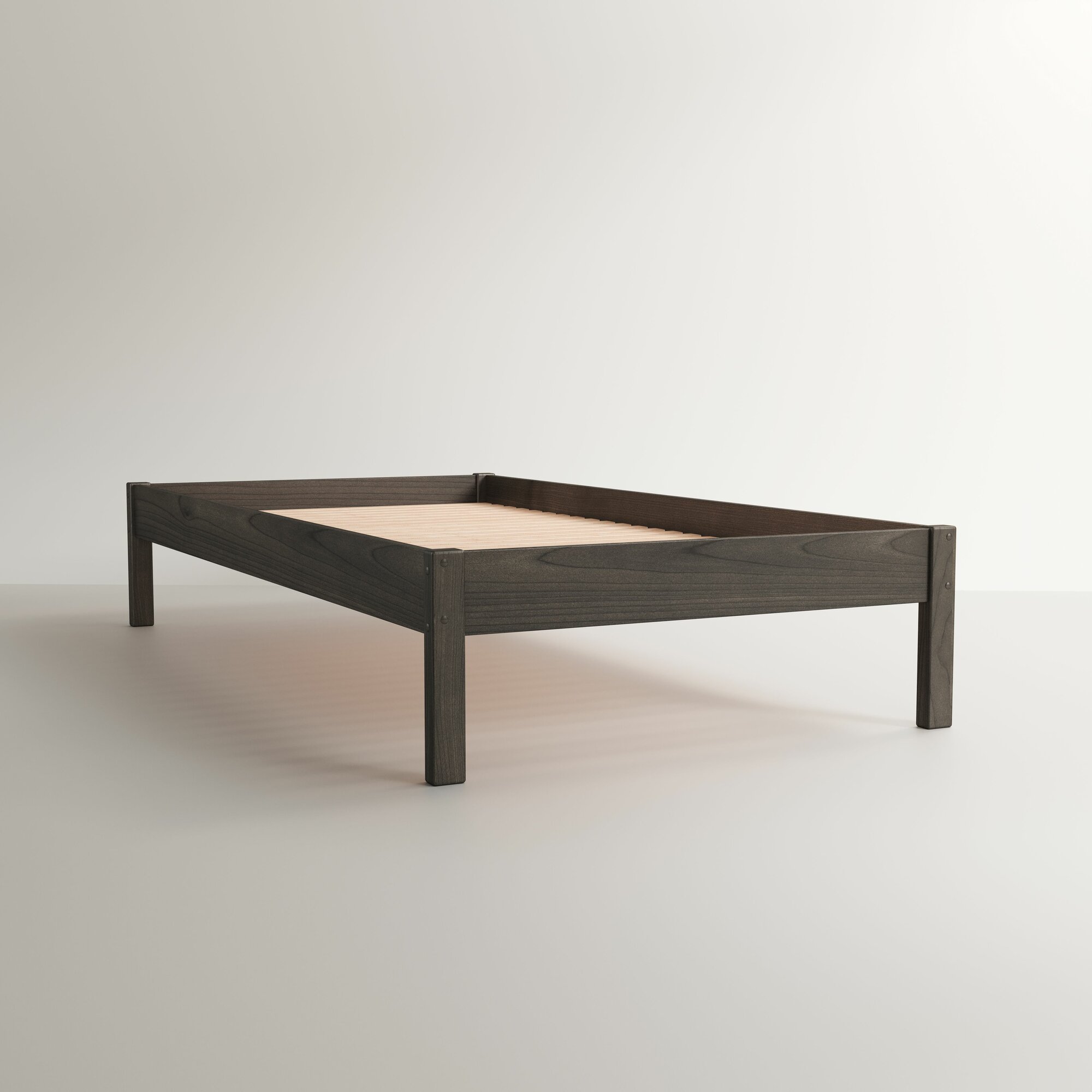 Кровать односпальная, 80х200 см, Hansales, деревянная, без изголовья, из массива березы, цвет графит