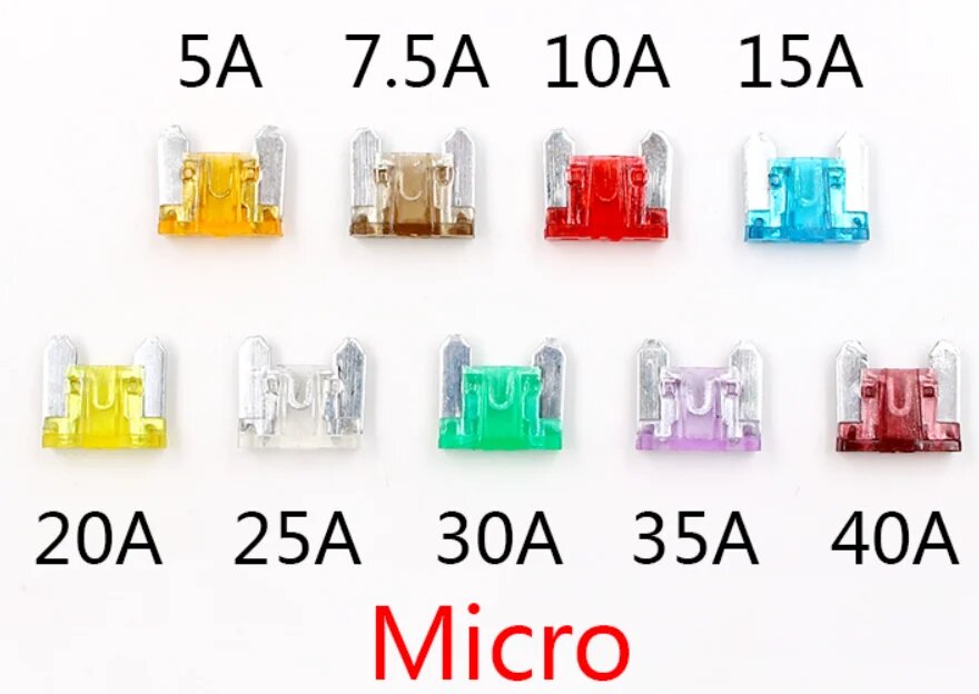 Micro Fuse 10A, цветной предохранитель