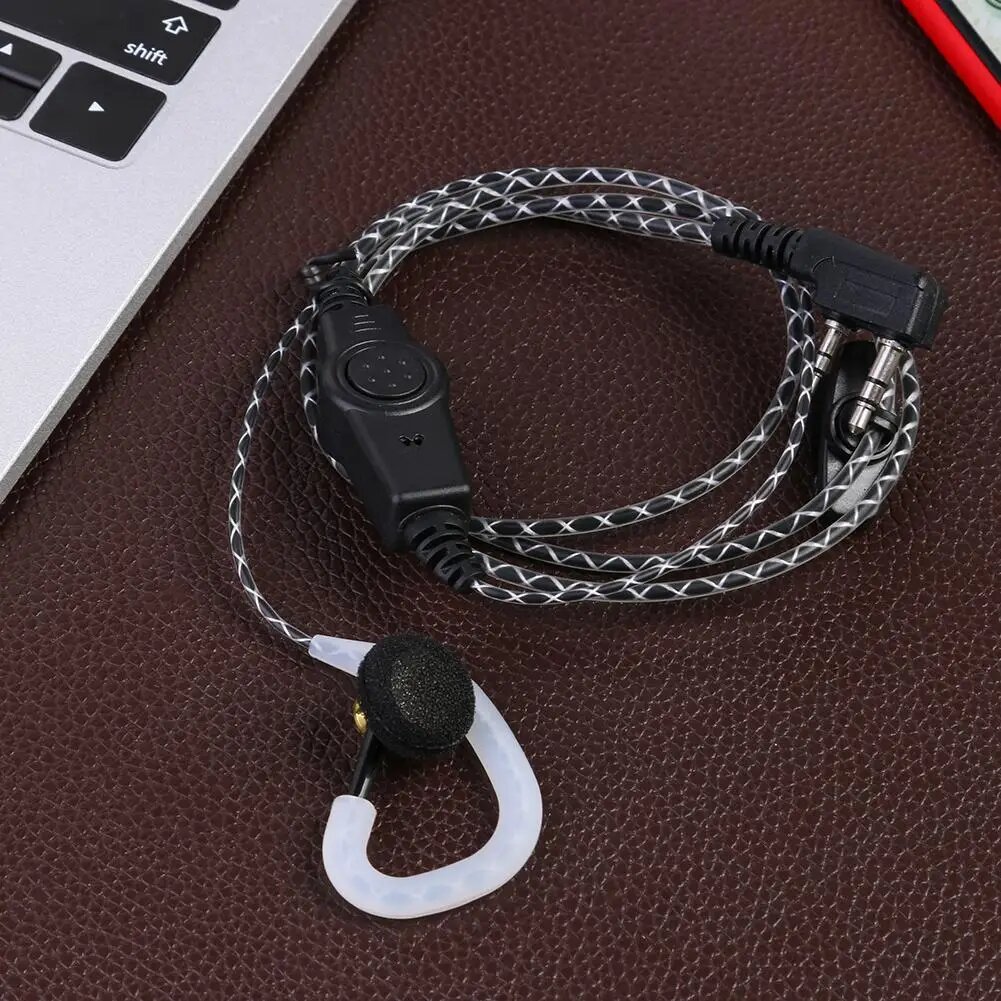 VKTECH 2-контактная гарнитура для рации K-типа черная/белая 1,2 м