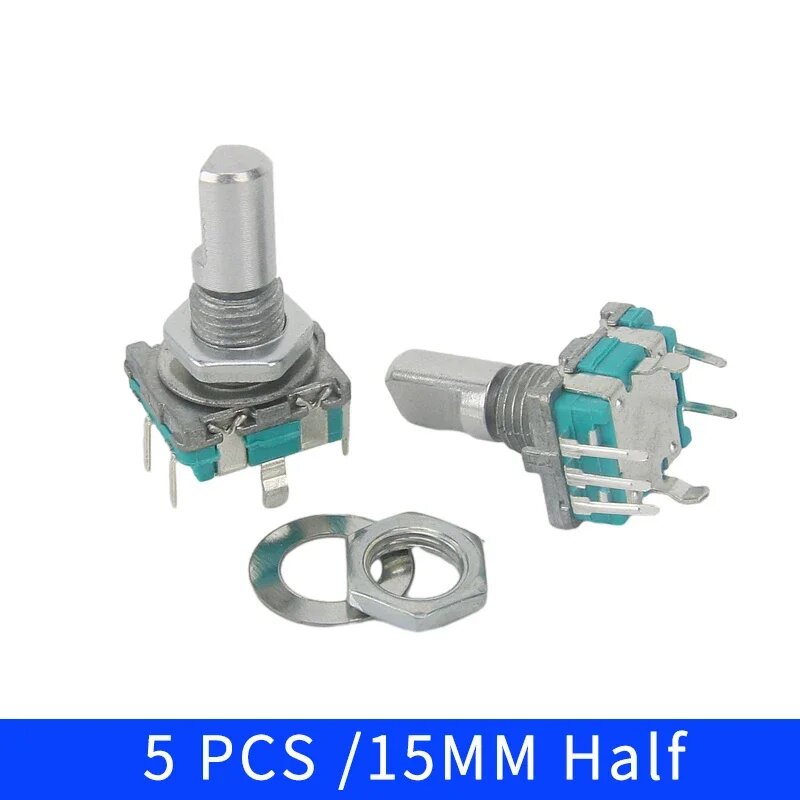 5 шт./лот, поворотный энкодер EC11 с кнопкой, медный 15mm Half handle
