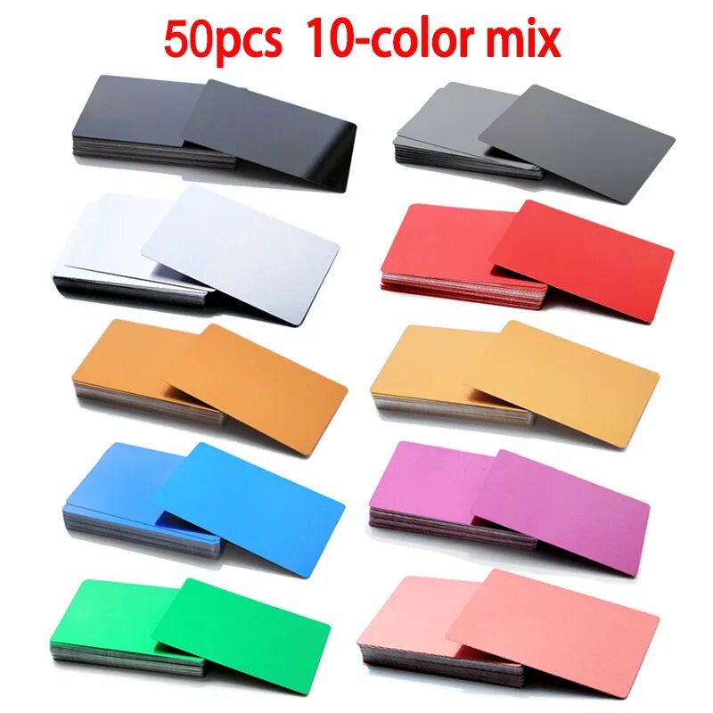 Металлические визитные карточки из алюминия, 50 шт. Mixed colors