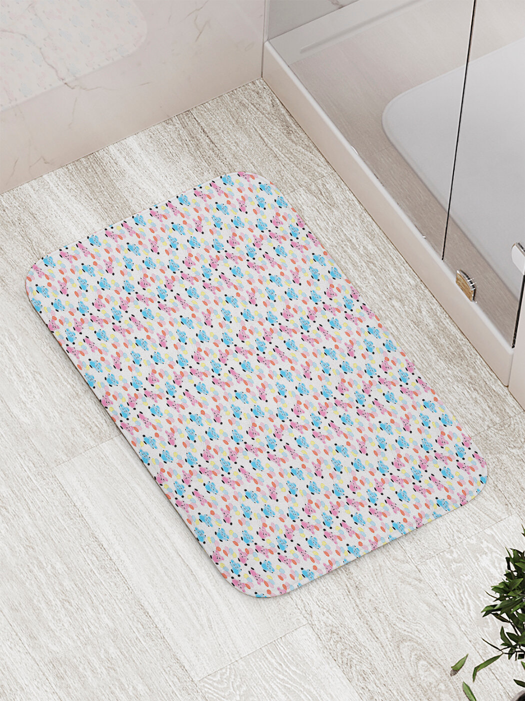 Коврик для ванной комнаты, туалета "Милые зверюшки" противоскользящий, 52х77 см, JoyArty