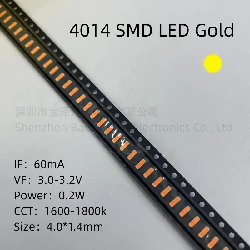Светодиодная лента 4014 SMD Gold, 60mA, 3.0-3.2V, 0.2W, 1600