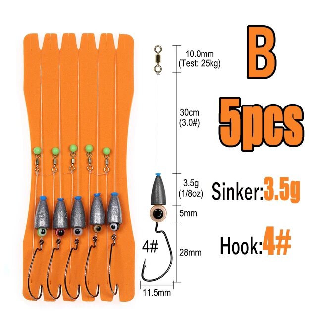 Набор техасских снастей Wifreo для ловли окуня 5 шт. 5pcs B 3.5g(1l8oz)