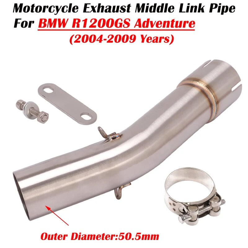 Для BMW R1200GS Adventure 2004 2005 2006 2007 2008 2009 Система выхлопных газов мотоцикла, модифицированный глушитель 51 мм, средняя звеньевая труба