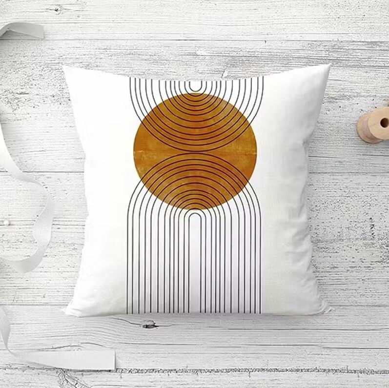 Подушка декоративная Оранжевый шар Геометрия 40х40 велюр