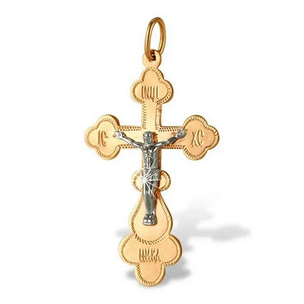 Крестик, красное золото, 585 проба