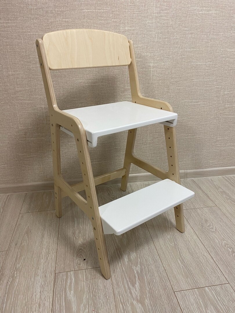 Детский растущий стул для школьника "Школьник - 3" (белый+лак)