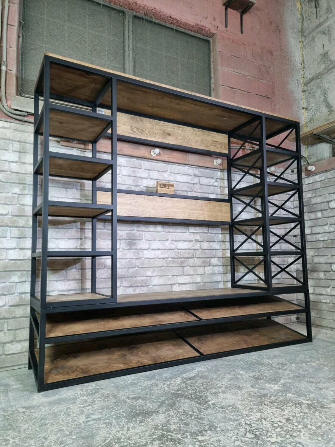 Гардеробная "EasyLOFT" в стиле лофт, вешалка, массив дуба, 225х50х200 см.